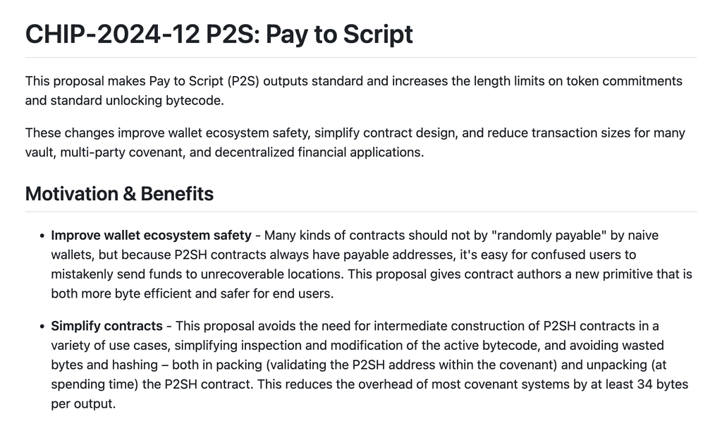 CHIP 2024-12 P2S: Pay to Script - Standards Track - Bitcoin Cash Research